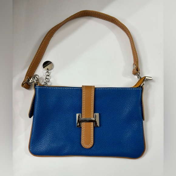 Vera Pelle | Bags | Vera Pelle Italian Leather Blue Mini Shoulder Bag ...